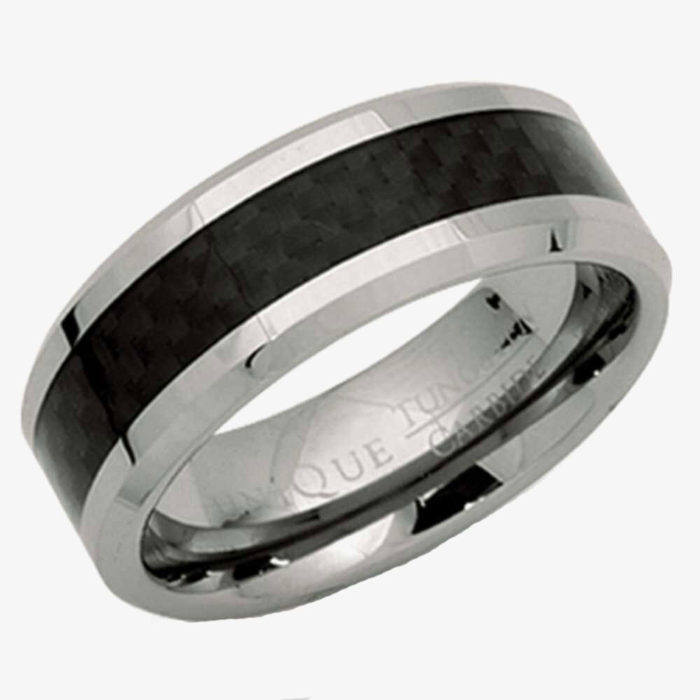 Tungsten Carbide 8mm Carbon Fibre Inlay Ring 68 – Jessop Jewellers