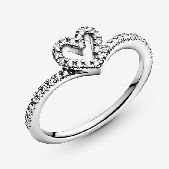 Sterling Silver Sparkling Wishbone Heart Ring 60 – Jessop Jewellers