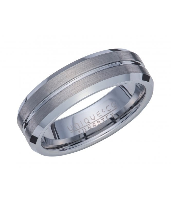 Tungsten Carbide 7mm Bevelled Edge Ring 66 – Jessop Jewellers